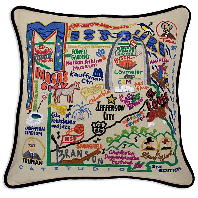 Hand Embroidered State Pillows