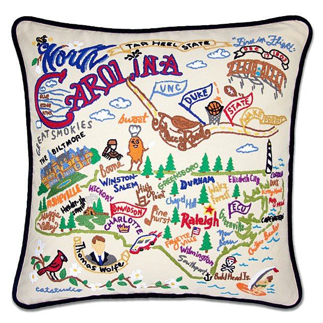 Hand Embroidered State Pillows | new york pillow, texas | Uncommon Goods