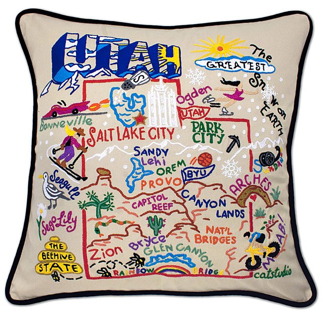 Hand Embroidered State Pillows