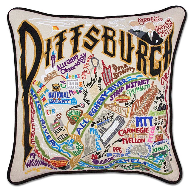 Uncommon Goods | Pittsburgh - Hand Embroidered City Pillows | Hand ...