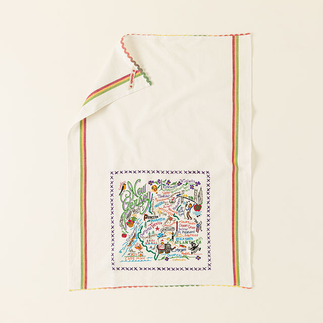 State Dish Towel | Embroidered Tea Towel | Uncommon Goods