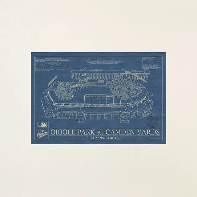 Large MLB Stadium Blueprints | Baseball Wall Art, Fenway Park, Wrigley ...