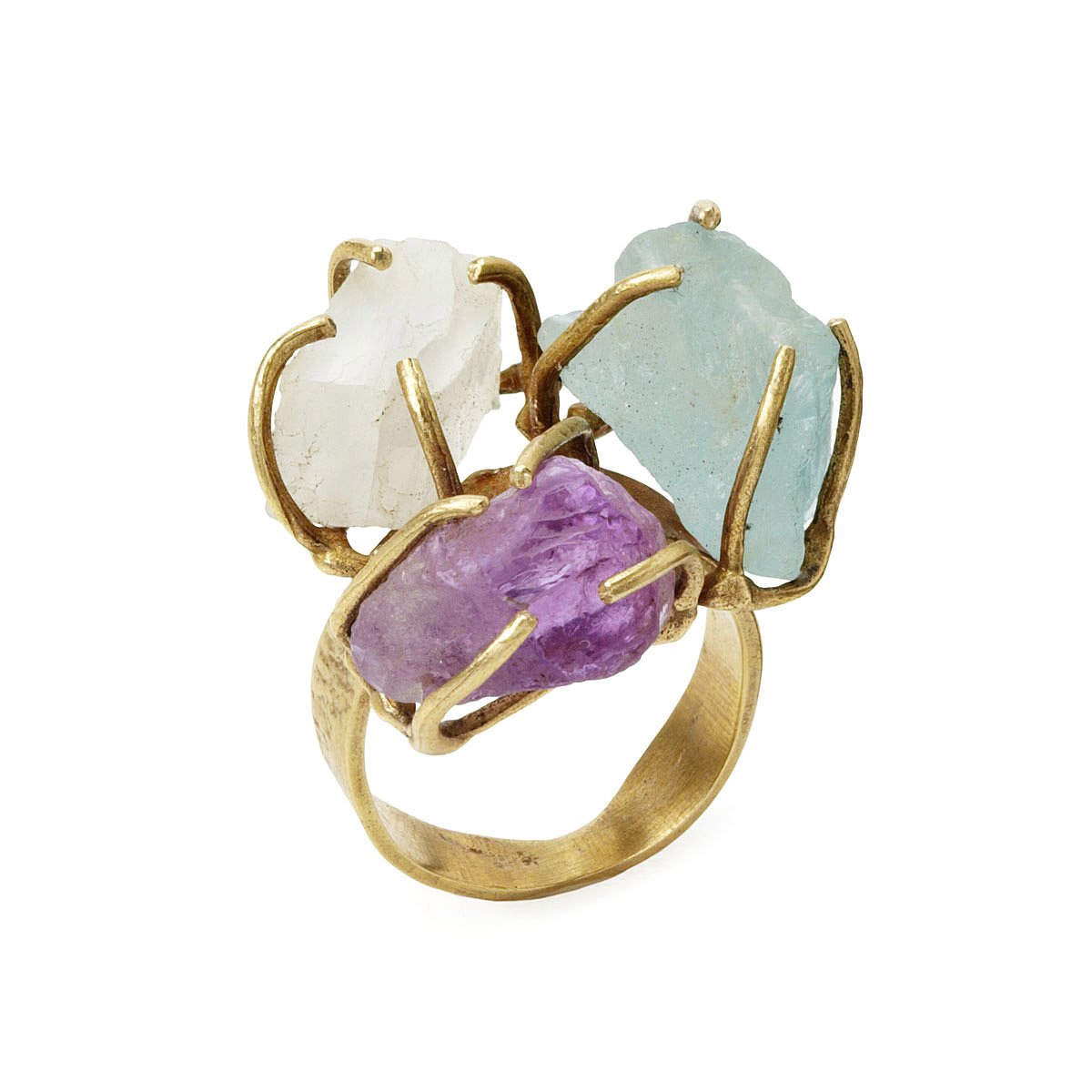 Energy Circle Ring | brass ring, natural stones | Uncommon Goods