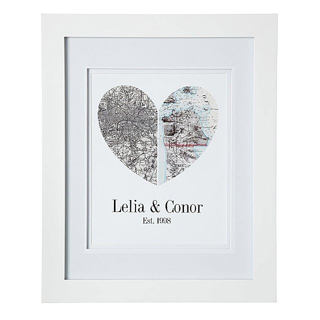 Map of Our Hearts | personalized, couples, maps, hometown | Uncommon Goods