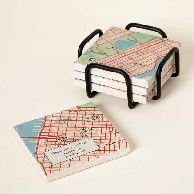 Uncommon Goods | with Stand - Custom Map Coaster Set | customizable ...