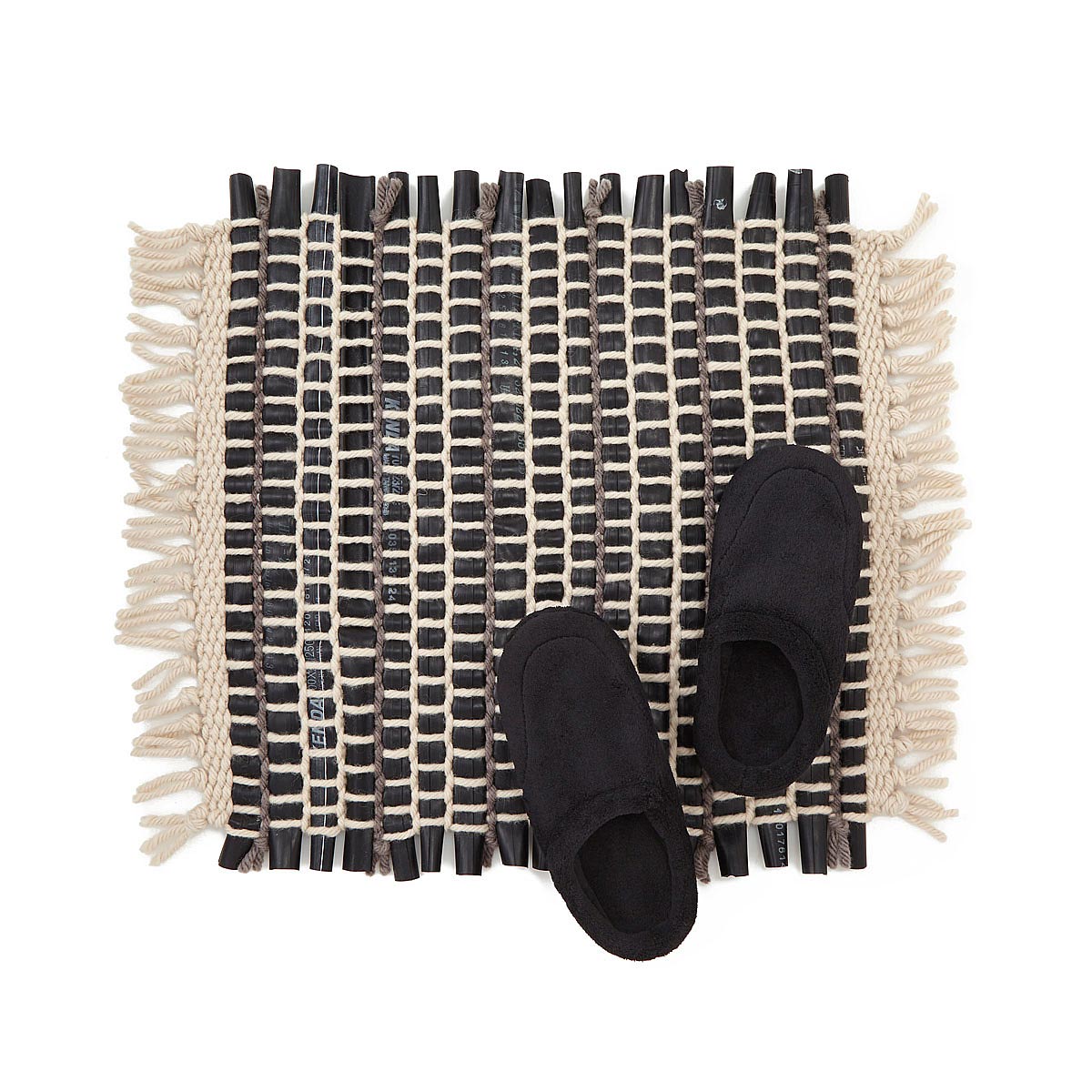 Reclaimed Bike Tube Rug | Black Rug | Uncommon Goods