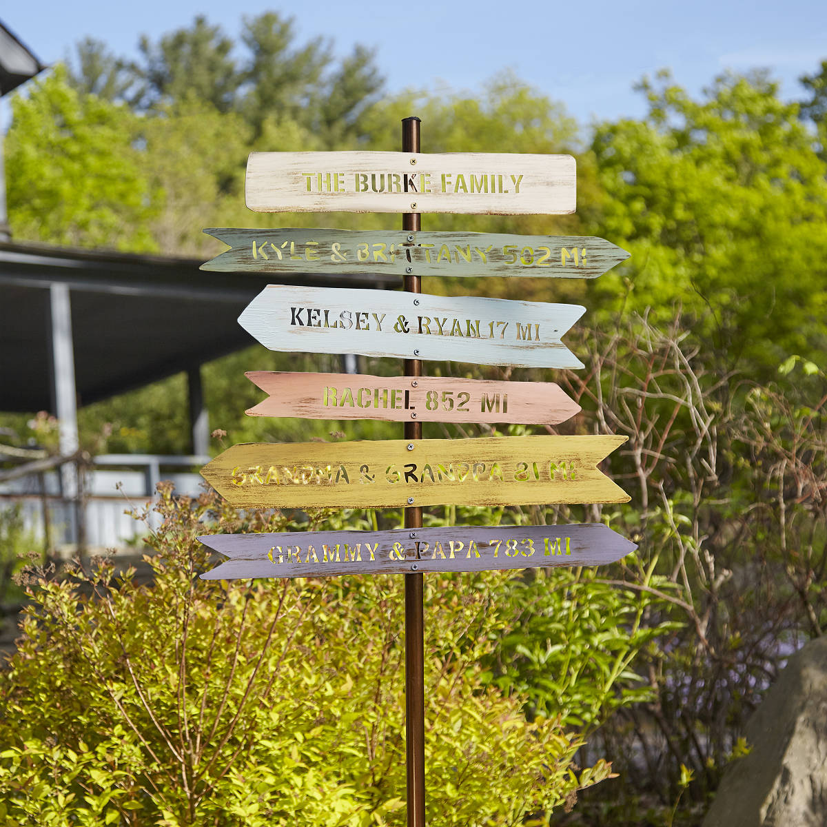 Uncommon Goods | Personalized Family Member Signpost | Garden Art