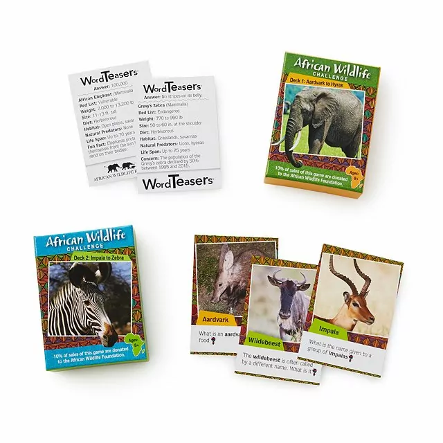 African Wildlife Trivia Cards | animal games | Uncommon Goods