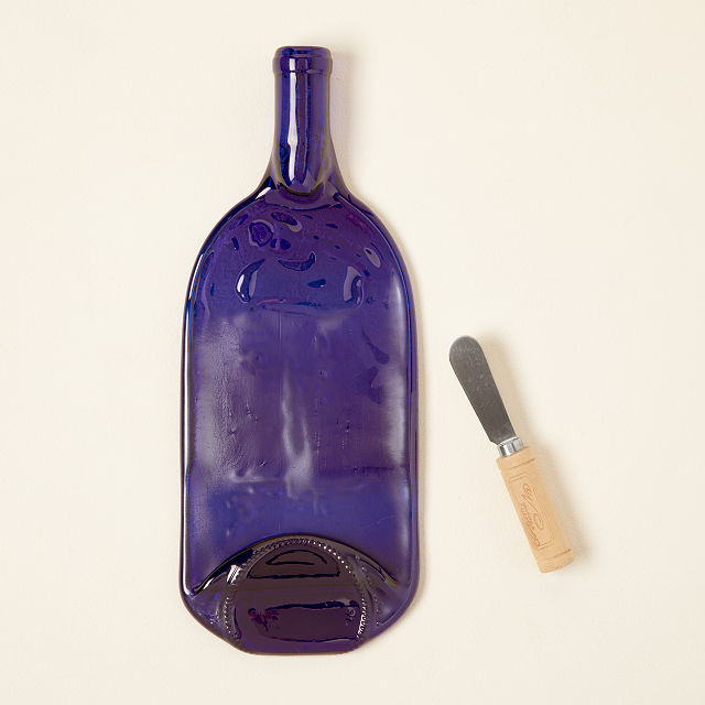 Uncommon Goods | Blue - Recycled Wine Bottle Platter with Spreader ...