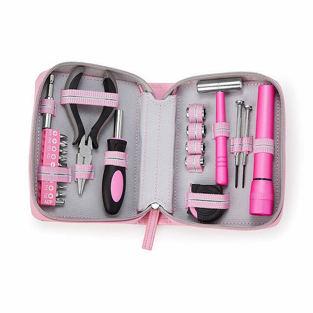 Uncommon Goods | Pink - Fix-It Kit | Mini Tool Kit, Portable Tool Set