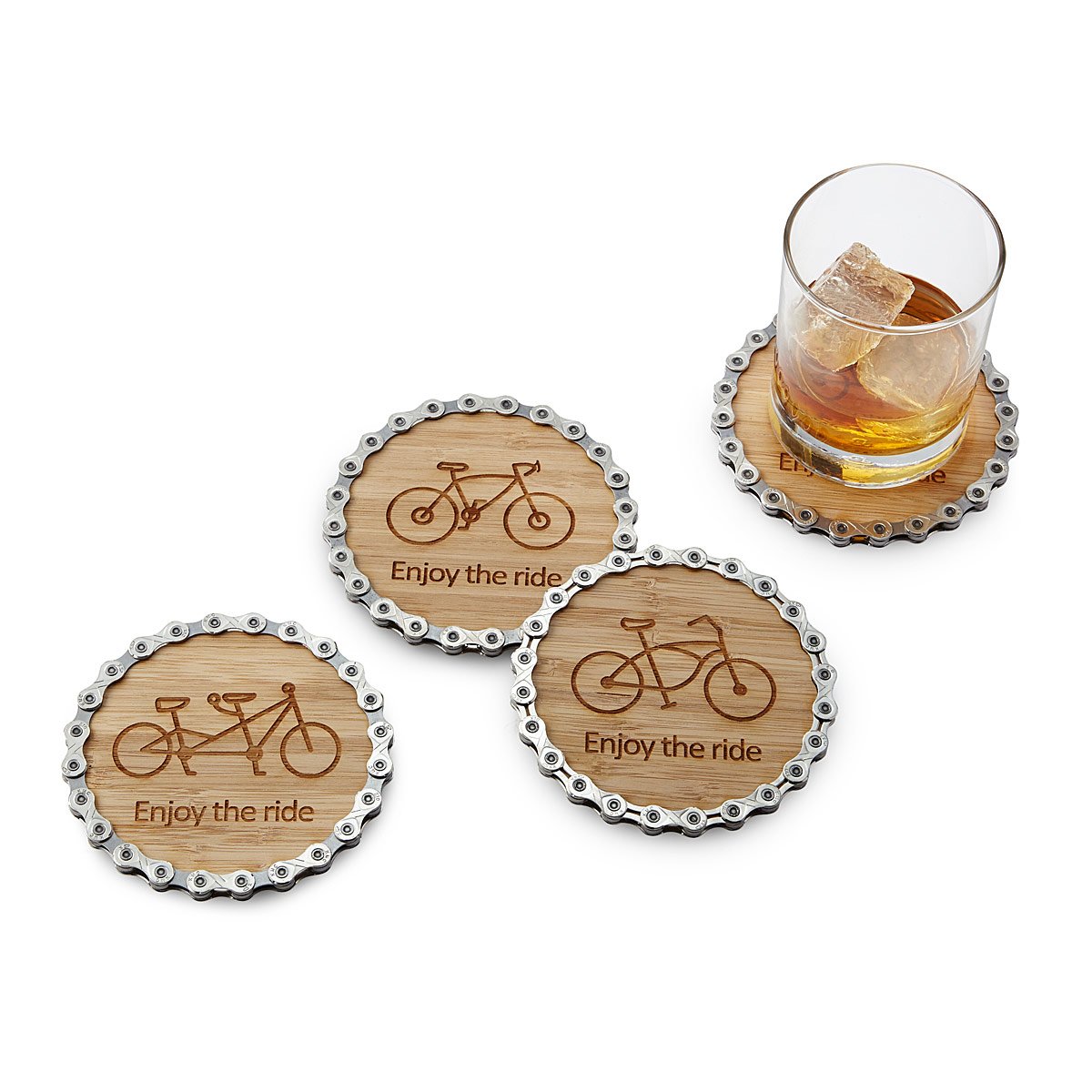Uncommon Goods | Enjoy the Ride Bike Chain Coaster Set | Bike Parts ...