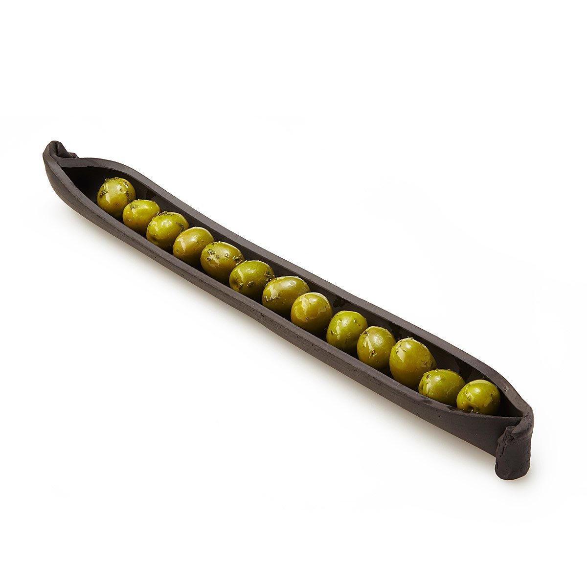 Stoneware Olive Boat | Black Clay, Fresh Olives | Uncommon Goods