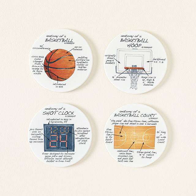 Uncommon Goods | Basketball - Anatomy of Sports Coasters | Sports Decor