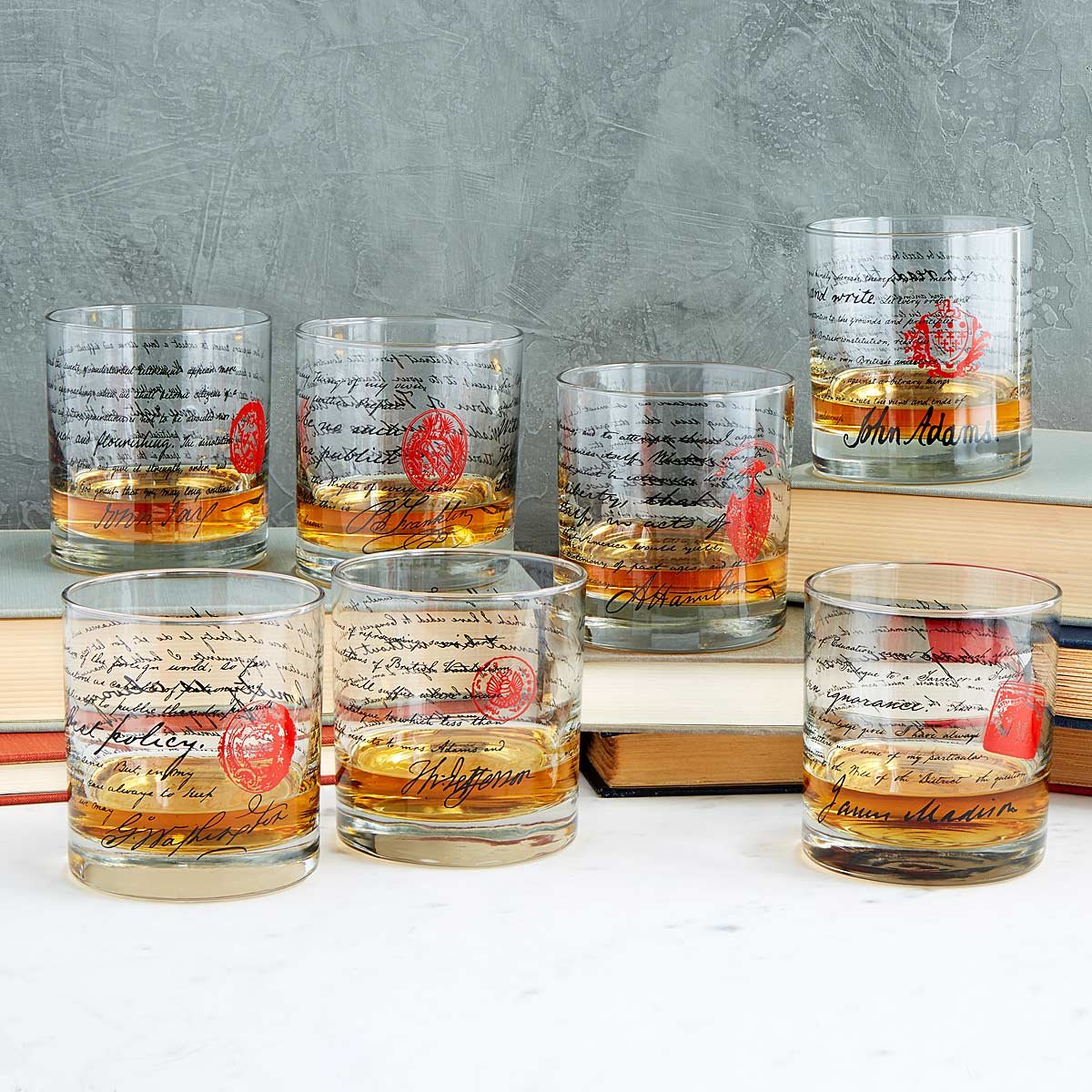 Uncommon Goods | Founding Fathers Whiskey Glasses | Patriotic Drinkware