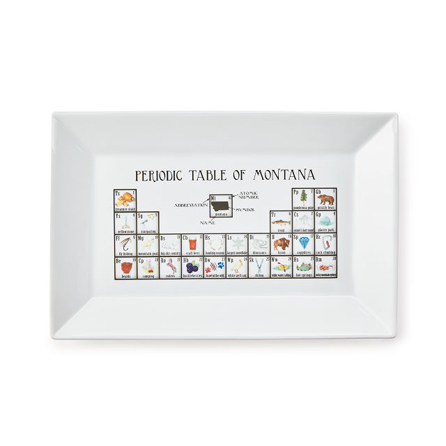 Uncommon Goods | Montana - Periodic Table of States Platter | Serving Trays