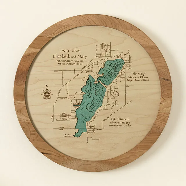 Uncommon Goods | Lake Topography Art Lazy Susan | Laser-Cut Map Server