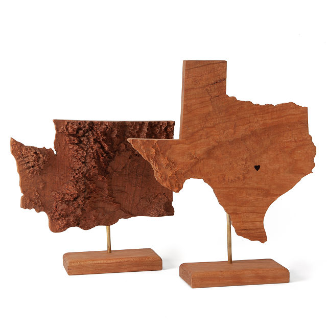 State Topography Sculpture | Customizable hardwood cherry and brass ...