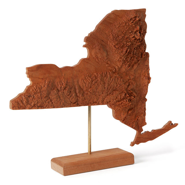 State Topography Sculpture | Customizable hardwood cherry and brass ...
