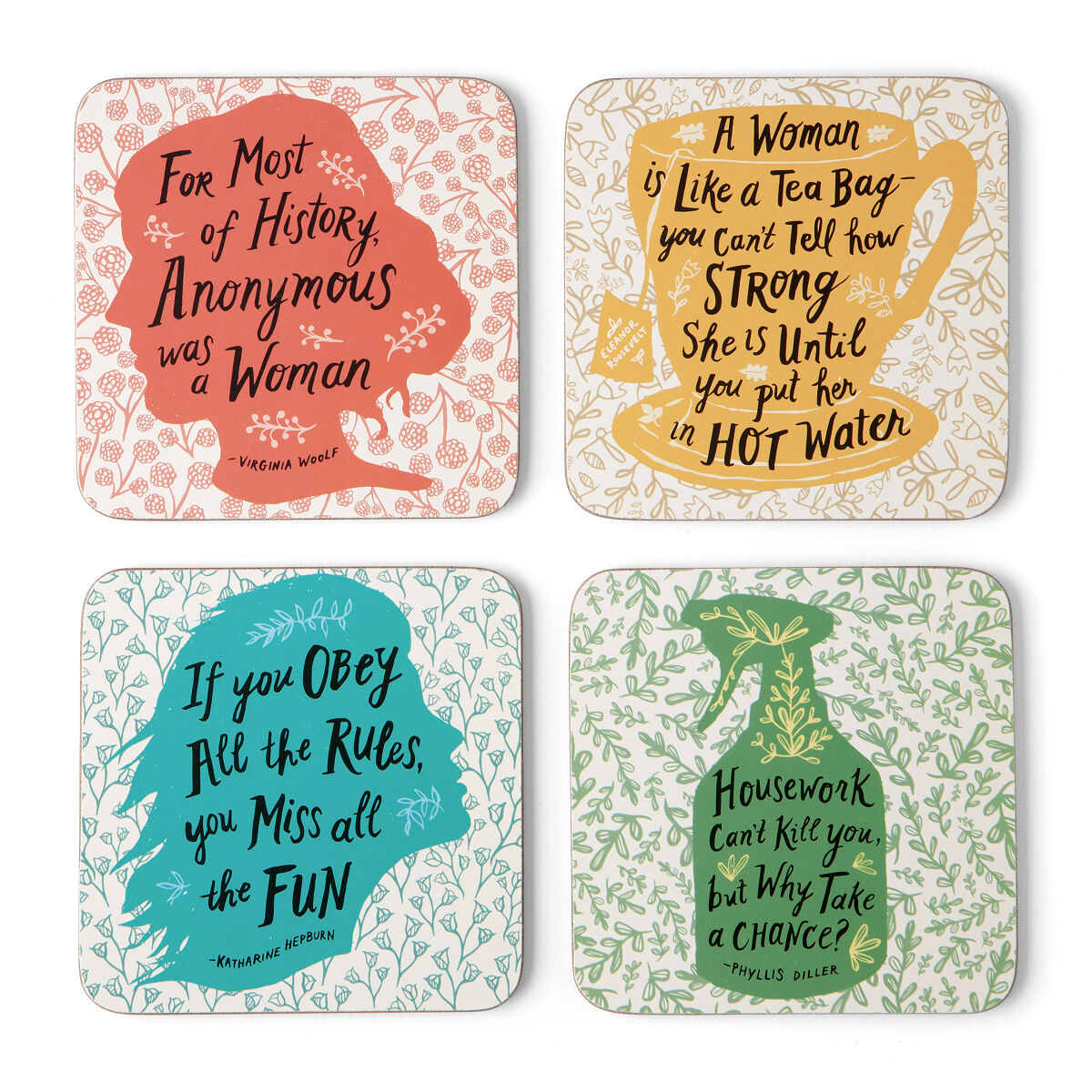 Feisty Feminine Coaster Set | Drink Coasters | Uncommon Goods