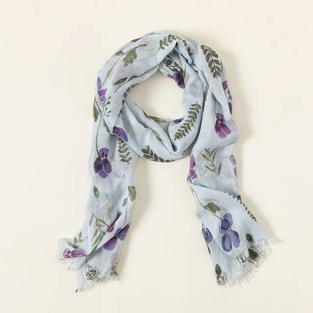 Custom Birth Flower Scarf With Name Embroidered Shawl Personalized ...
