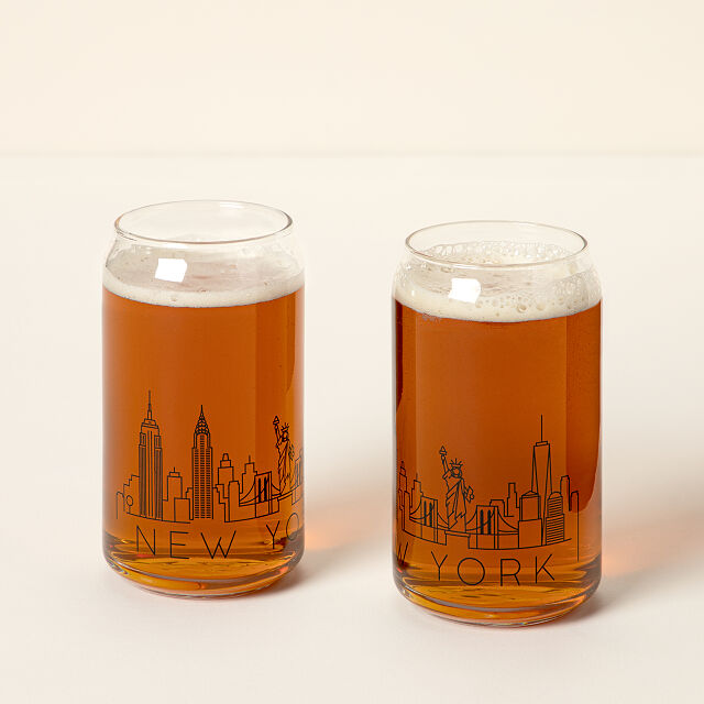 Uncommon Goods | City Skyline Beer Glasses - Set of 2 | Beer