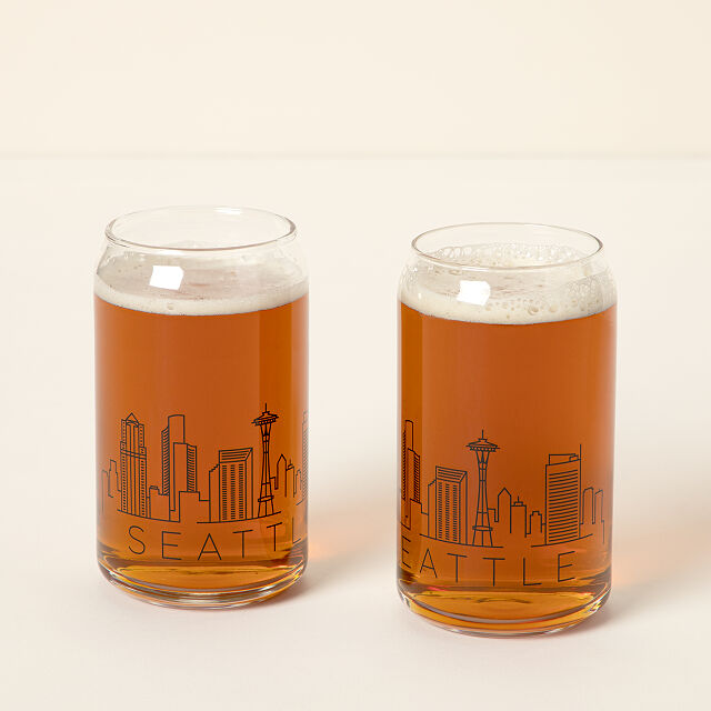 Uncommon Goods | City Skyline Beer Glasses - Set of 2 | Beer