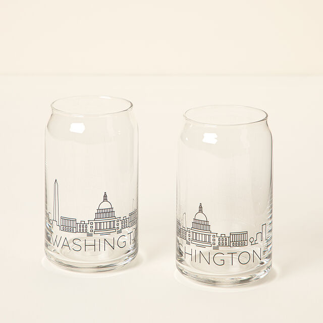 Uncommon Goods | City Skyline Beer Glasses - Set of 2 | Beer