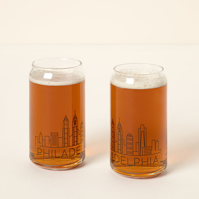 Uncommon Goods | City Skyline Beer Glasses - Set of 2 | Beer