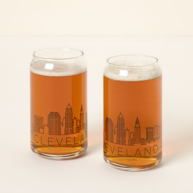 Uncommon Goods | City Skyline Beer Glasses - Set of 2 | Beer