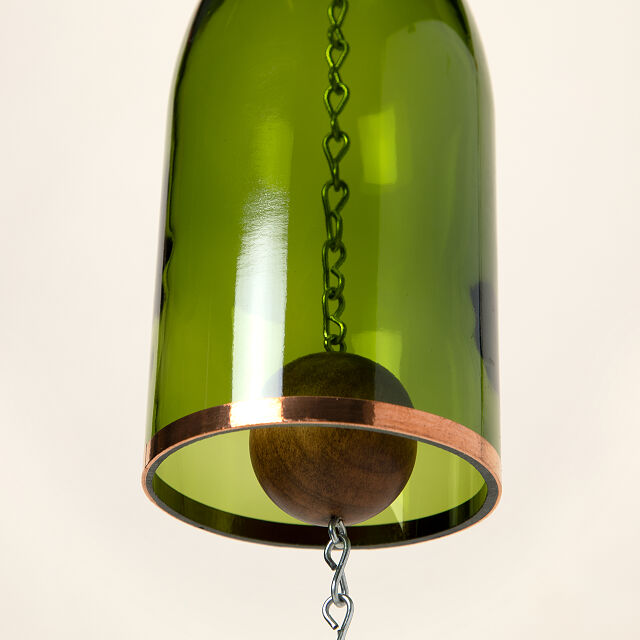 Uncommon Goods | Green - Upcycled Wine Bottle Heart Chime | Wind Chime