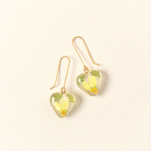 Birth Month Flower Heart Earrings | floral | Uncommon Goods