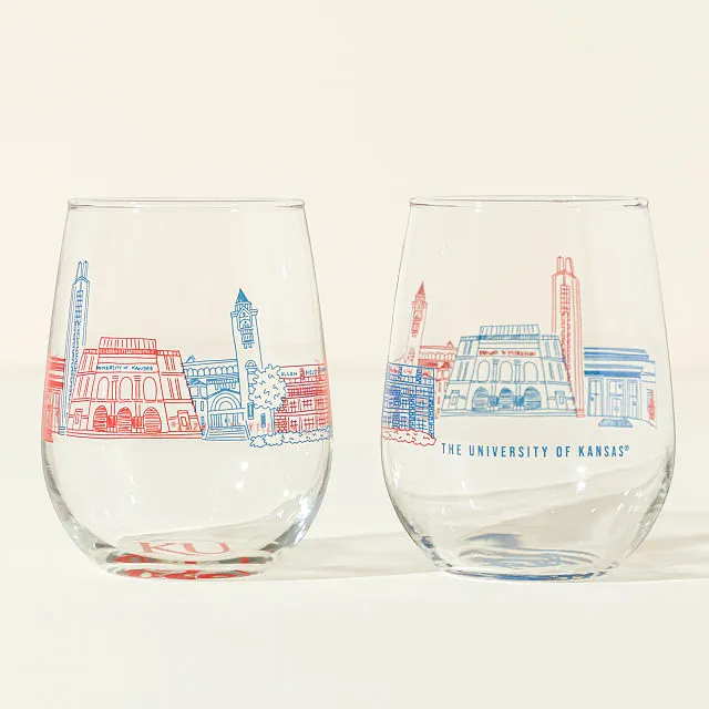 College Cityscape Wine Glasses - Set of 2 | Alumni Gift | Uncommon Goods