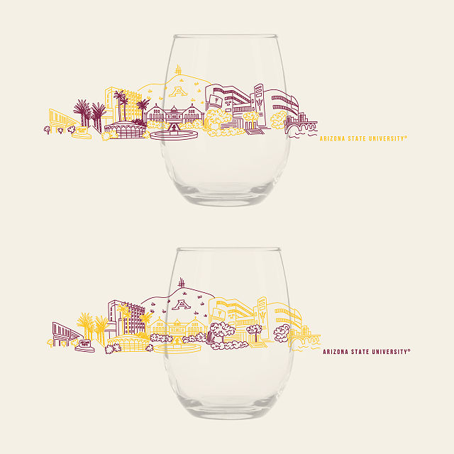 College Cityscape Wine Glasses - Set of 2 | Alumni Gift | Uncommon Goods