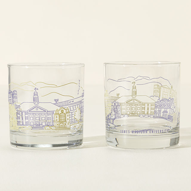 College Cityscape Rocks Glasses - Set of 2 | Alumni Gift | Uncommon Goods