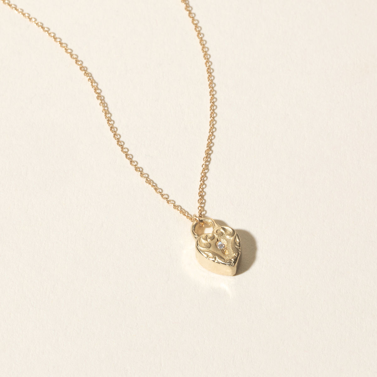 Uncommon Goods | 14k Gold & Diamond Heart Locket Necklace