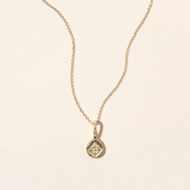 14k Gold & Diamond Artifact Necklace