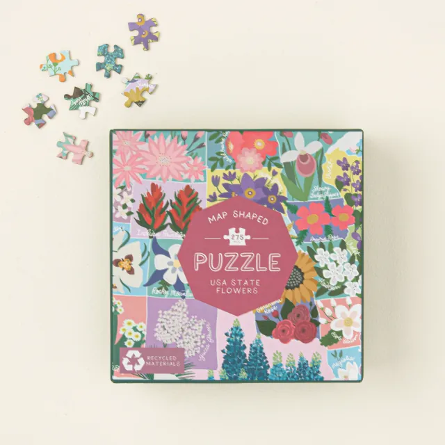 Uncommon Goods | State Flower USA Map Puzzle | Flower Puzzle
