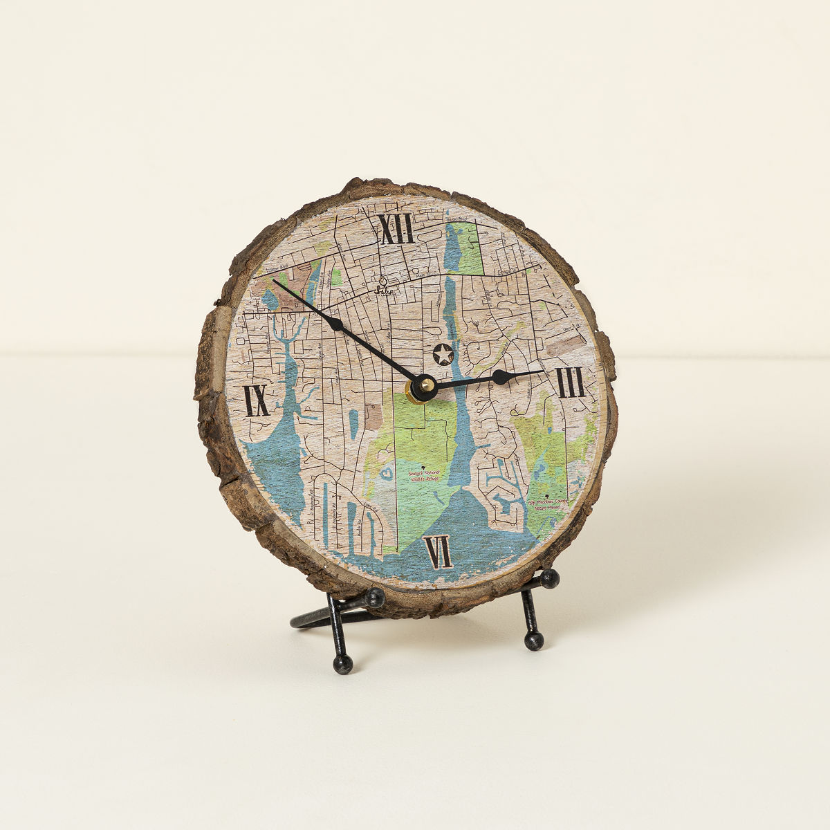 Uncommon Goods | Personalized Live Edge Wooden Map Clock | Clock