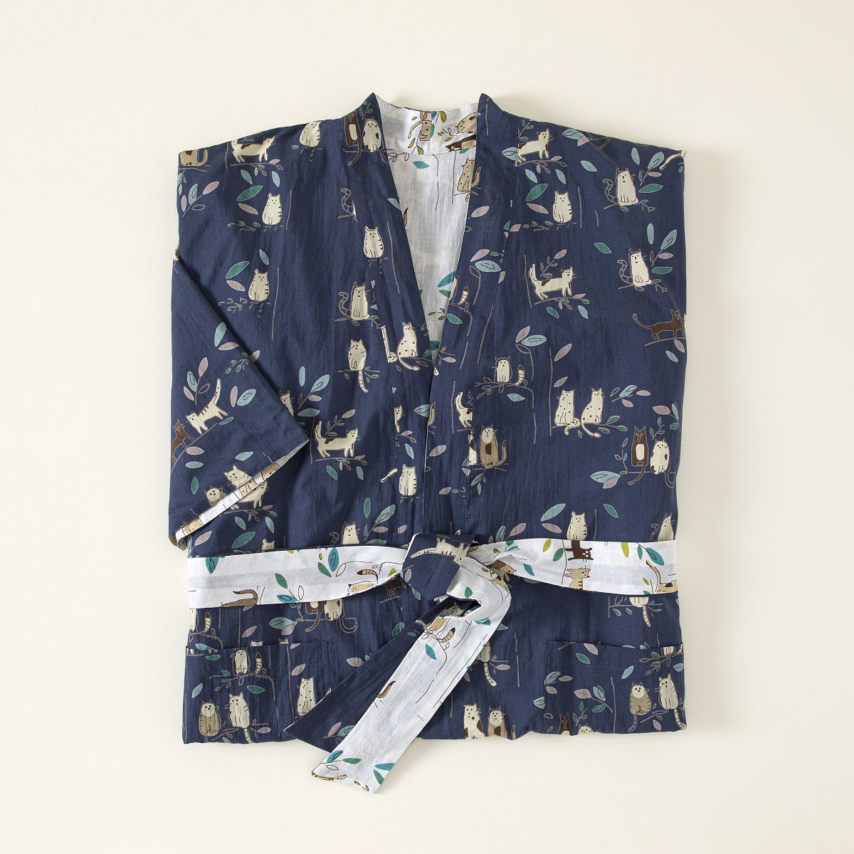 Uncommon Goods | Cats Inside and Out Reversible Robe | Cat Robe