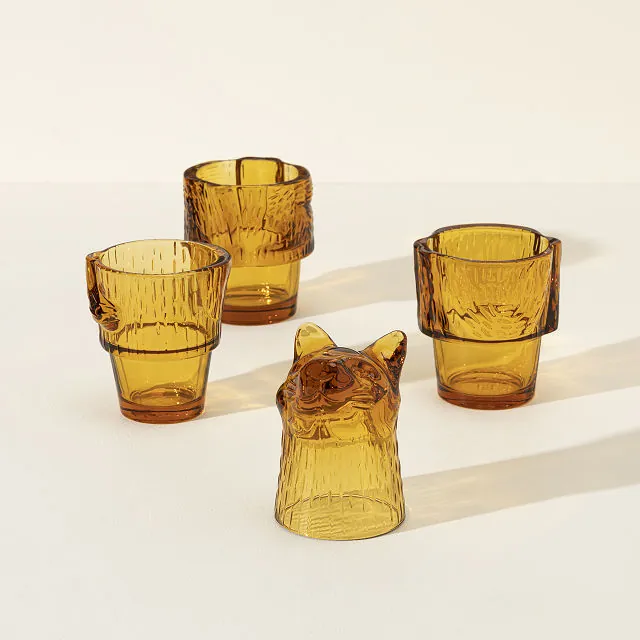 Uncommon Goods | Amber Cat Stacking Glass Set | Cat, Barware