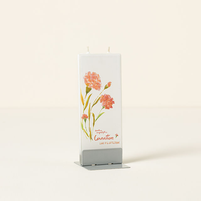 Hand-Painted Birth Month Flower 2-Sided Candle | Flat Candles ...