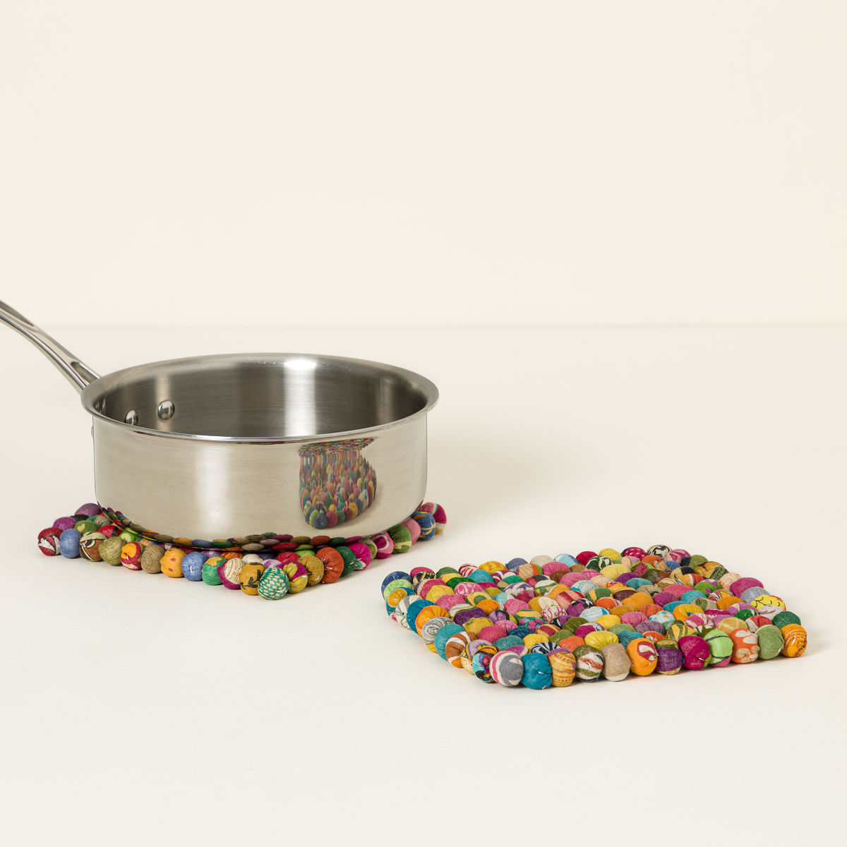 Uncommon Goods | Repurposed Kantha Trivet | Colorful Trivets