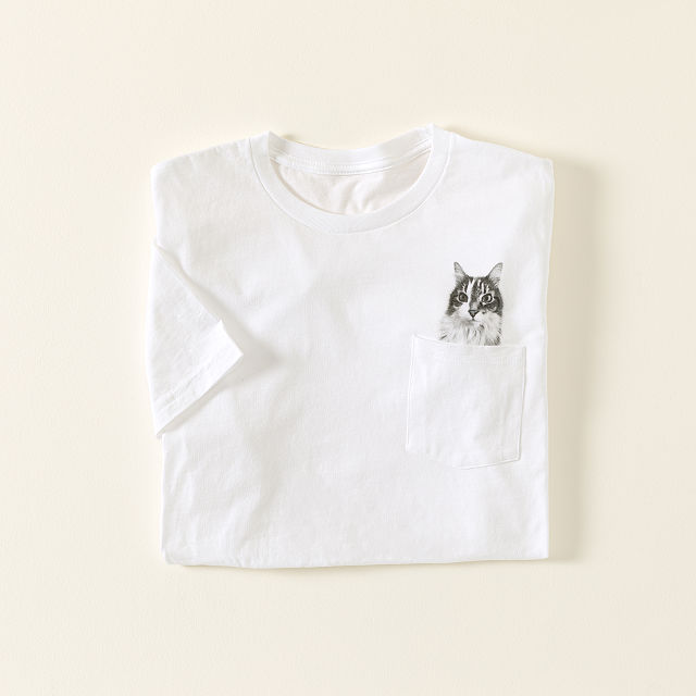 Custom Peeking Pet Pocket Tee | Pet t-shirt | Uncommon Goods