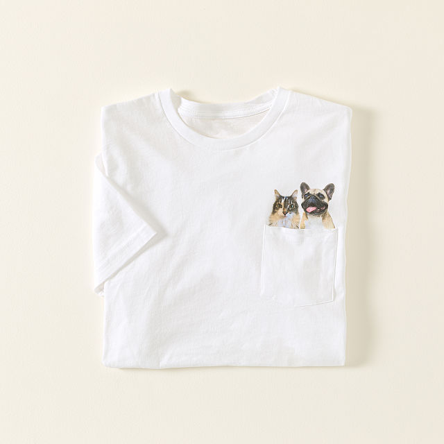 Custom Peeking Pet Pocket Tee | Pet t-shirt | Uncommon Goods