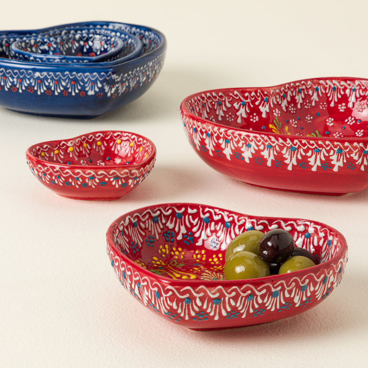 Uncommon Goods | Turkish Lace Nesting Heart Bowls - Set of 3