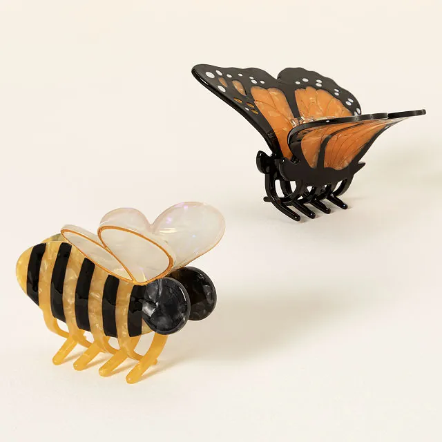 Uncommon Goods | Butterfly & Bee Hand Painted Hair Clip | Accessories