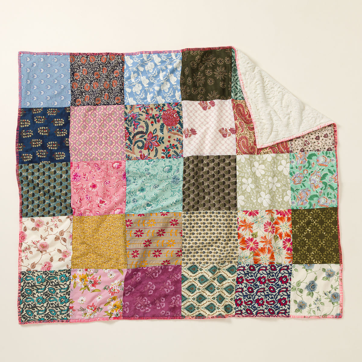 Uncommon Goods | Repurposed Sari Plush Backed Blanket | Decor