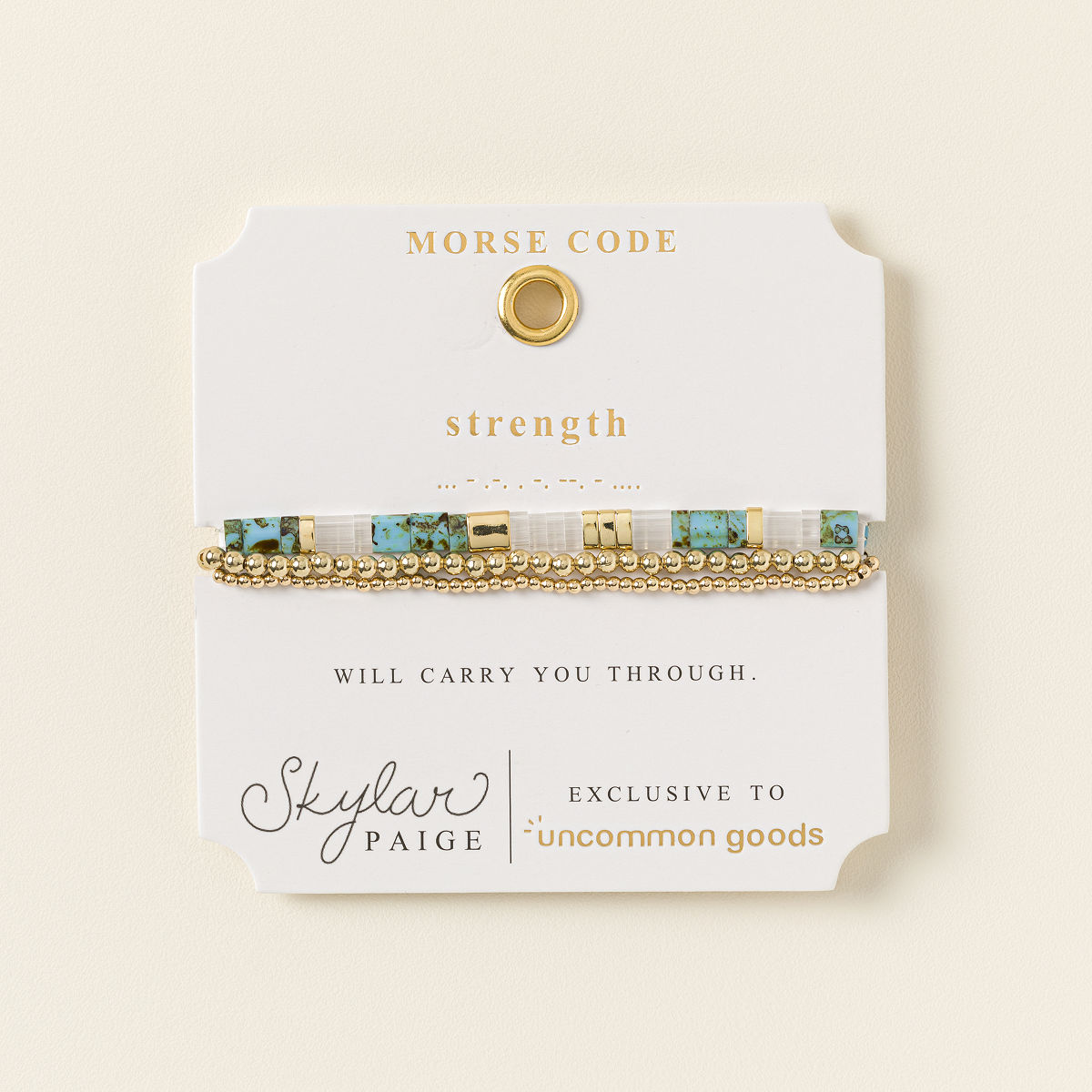 Uncommon Goods | Strength Morse Code Bracelet Stack | Strength