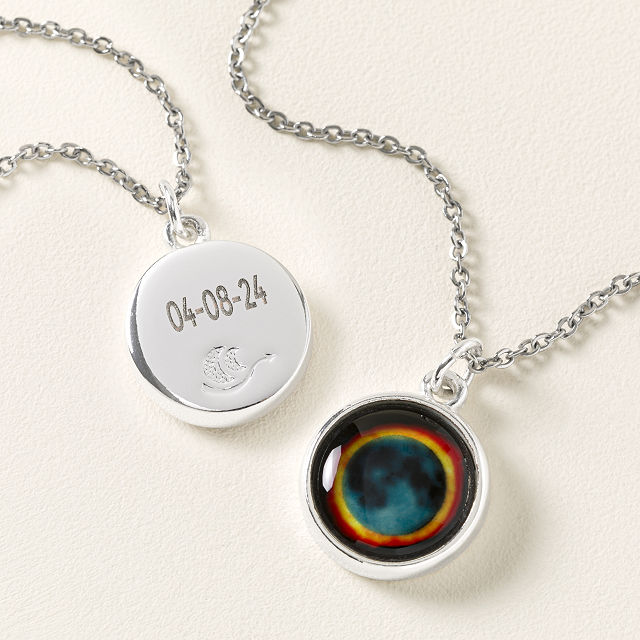 Uncommon Goods | Engraved Solar Eclipse Necklace | Solar Eclipse Jewelry