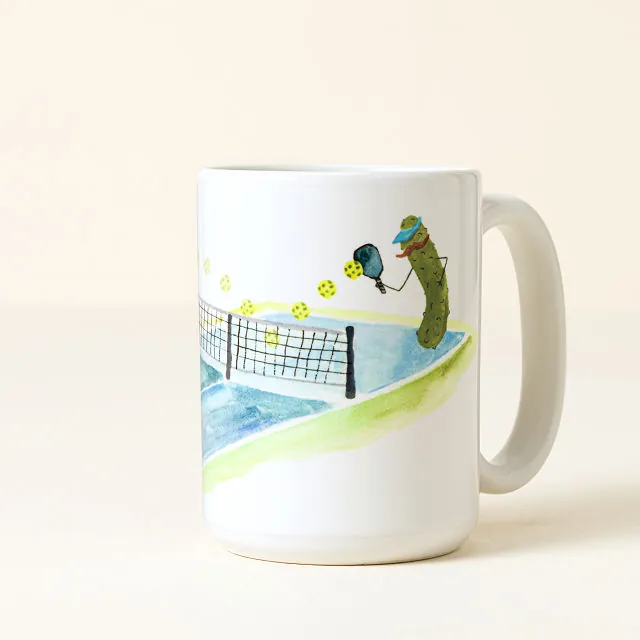 Uncommon Goods | PICKLES PLAYING PICKLEBALL MUG
